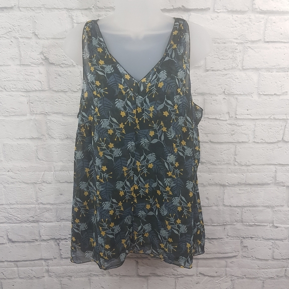 CAbi | Tops | Cabi 345 Fern Theme Print Sleeveless Blouse | Poshmark